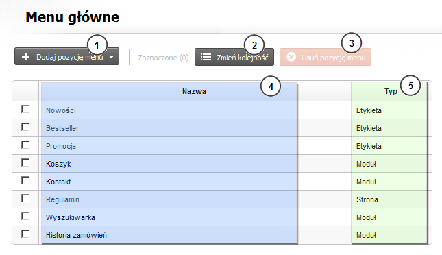 Menu główne
